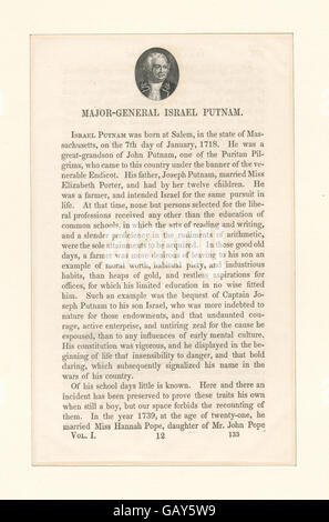 A portrait of General Israel Putnam, known as the 'iron son of 1776 ...