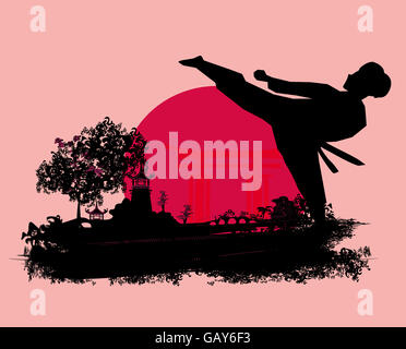 karate Grunge card Stock Photo - Alamy