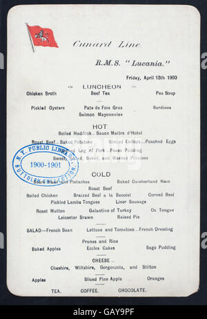 A luncheon event held aboard the RMS Etruria, a Cunard Line steamship ...