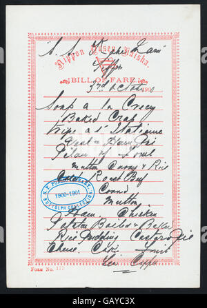 A meal served aboard the SS Kobe Maru, a steamship operated by Nippon ...