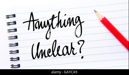 Anything Unclear ? written on notebook page Stock Photo - Alamy