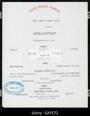 BREAKFAST (held by) TOYO KISEN KAISHA (at) EN ROUTE ABOARD HONG KONG ...