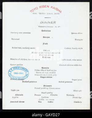 A dinner event held by Toyo Kisen Kaisha aboard the Hong Kong Maru, a ...