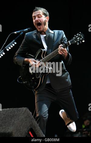 Editors lead singer Tom Smith performs during the Oxegen Festival 2008 ...