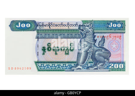 Burmese 200 Kyat Banknote - Myanmar Stock Photo - Alamy