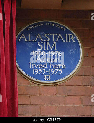 Actor Alastair Sim English Heritage Blue Plaque is pictured in ...