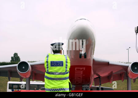 New model on Heathrow roundabout Stock Photo - Alamy