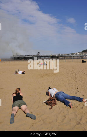 The burnt out Grand Pier, Weston Super Mare, England, UK Stock Photo ...