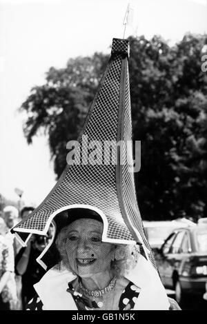 Royal Ascot hats. Gertrude Shilling wears her son, David's hat design ...