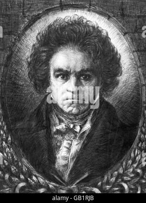 Ludwig van Beethoven - caricature / drawing of German composer by J.P ...