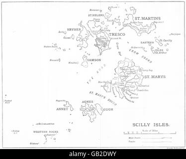 SCILLY ISLES. St Mary's Tresco St Martin's. BARTHOLOMEW, 1886 antique ...