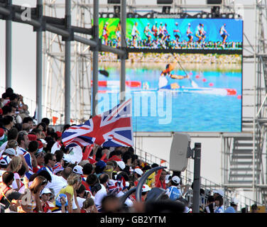 Fans cheer from the stands during the Formula One Miami Grand Prix auto ...