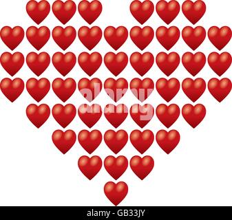 Many small hearts forming abstract shape on white background. Valentine ...