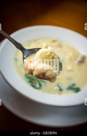 Homemade Creamy Chicken Gnocchi Soup with Carrots and Spinach Stock ...