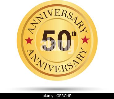 golden 50th anniversary sign and logo for gold celebration symbol Stock ...