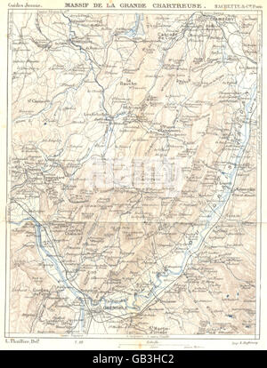 FRANCE: Massif de Grande Chartreuse, 1926 vintage map Stock Photo - Alamy