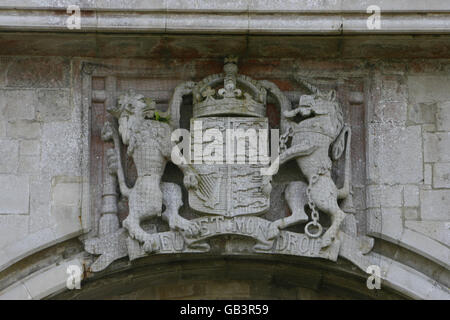 The entrance to HMP The Verne on the Isle of Portland in Dorset, England. Verne Prison is a ...