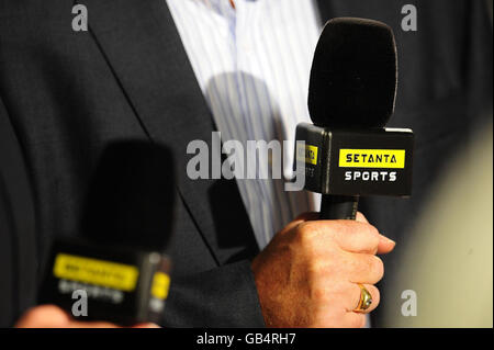 A Setanta Sports microphone shown ahead of the World Cup Qualifying ...