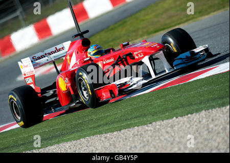 Fernando Alonso of Spain and Ferrari drives during day two of Formula ...