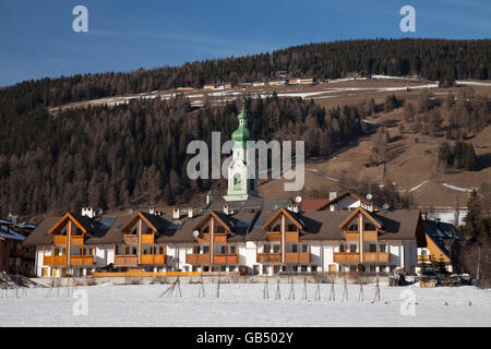 Toblach, South Tyrol, Bolzano province, Italy. A flirt train of the ...