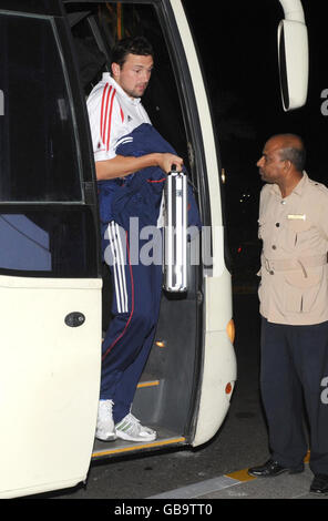 An England team bus arriving at the team hotel, Kansas City, Missouri ...