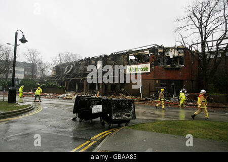 The remains of a Waitrose supermarket in Banstead, Surrey, which has ...