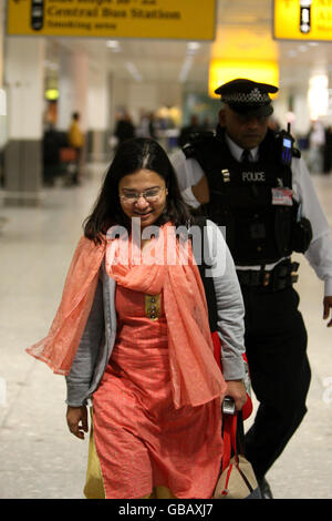 NHS Dr Humayra Abedin arrives at Heathrow Airport from Bangladesh Stock ...