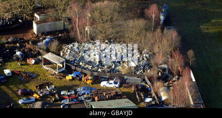 An aerial view showing part of the wreckage of Pan Am Flight 103 which ...
