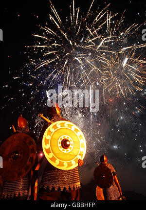 Fireworks on the dark sky during the night of the feast Stock Photo - Alamy