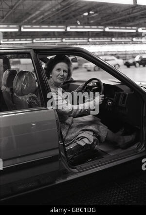 Prime Minister Margaret Thatcher at the wheel of the new 133mph ...