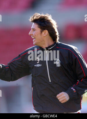 Nottingham Forest's Danny Sonner warms up prior to the game with his ...