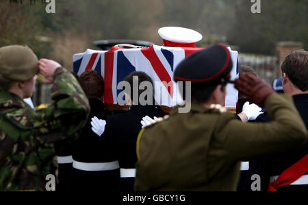 The Coffin of Royal Marine Lance Corporal Benjamin Whatley, leaves St ...