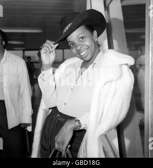 American soul singer Gladys Knight with her backing group The Pips ...