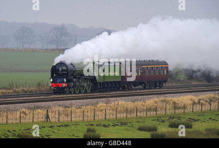 Newly built steam train, Tornado, crossing the Royal Border Bridge at ...