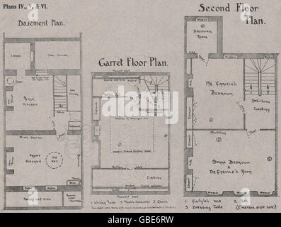 CHELSEA. Carlyle's House, 24 Cheyne Row ground floor rooms (1900 ...
