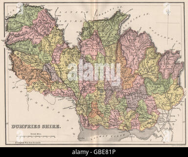 DUMFRIESSHIRE antique county map. Parishes. Gretna. Scotland. LIZARS ...