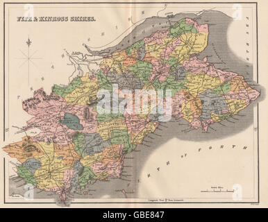 FIFESHIRE & KINROSS-SHIRE county map Dunfermline St Andrews Parishes ...