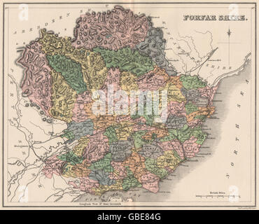 FORFARSHIRE antique county map. Scotland. Dundee Montrose. LIZARS 1895 ...