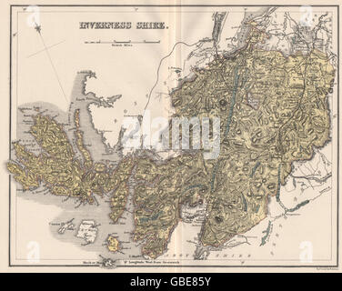 INVERNESS-SHIRE antique county map. Parishes. Scotland. LIZARS 1895 old ...