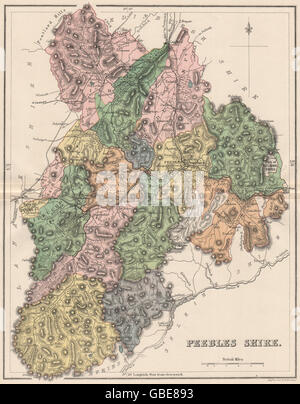 SCOTLAND: Peebles Shire: Peeblesshire: Groome map, 1884 Stock Photo - Alamy