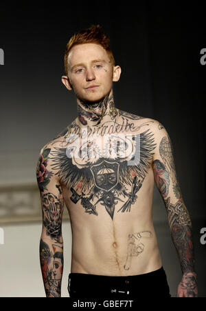 Model wears at collection runway creation from Sita Murt during the 080 ...