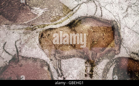 Bison Painting in Altamira caves, Upper Paleolithic museum Stock Photo ...