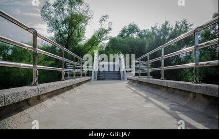 Small pedestrian bridge on the road to Santiago de Compostela. Small ...