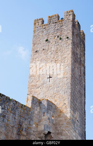 Fortified wall with merlons. Medieval architectural features in Alcazar ...