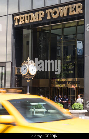 A view of Trump Tower clock outside Trump Tower during the coronavirus ...