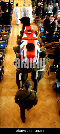 The coffin of Sapper Mark Quinsey is carried into the Immanuel Church ...
