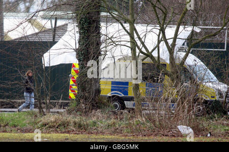 Police at the scene of a shooting at Massereene Barracks in Antrim ...