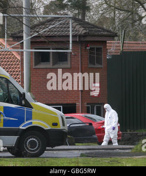 Police at the scene of a shooting at Massereene Barracks in Antrim ...