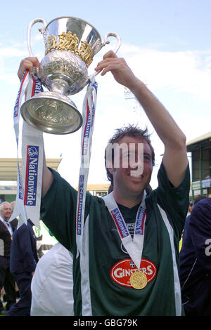 Plymouth Argyle's Micky Evans celebrates with the Nationwide League ...