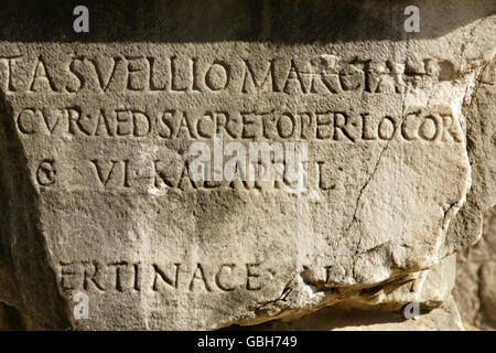 Latin inscription carved into stone tablet Stock Photo - Alamy